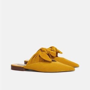 Zara | Shoes | Zara Mule With Bow Mustard Yellow Size 6 Nwt | Poshmark